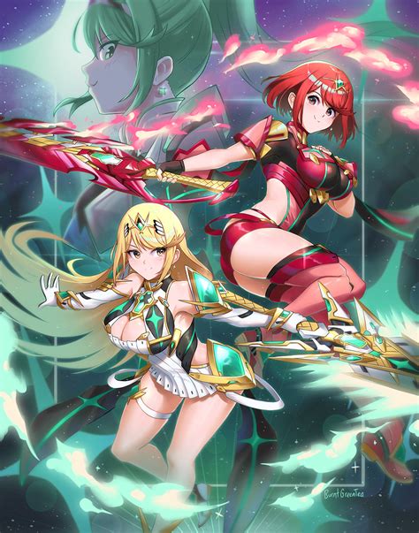 Pyra Mythra And Pneuma Xenoblade Chronicles And 1 More Drawn By