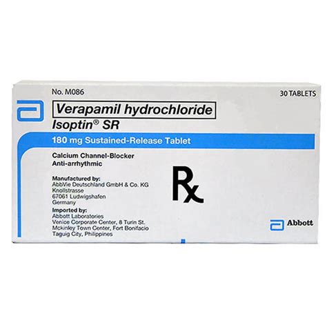 Isoptin Sr Verapamil Hydrochloride 180mg Sustained Release Tablet 1s