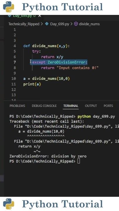 Dividing By Zero In Python Python Tutorial Youtube