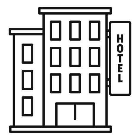 Icono De Edificio De Hotel Icono De Vector De Edificio De Hotel De Esquema Para Diseño Web