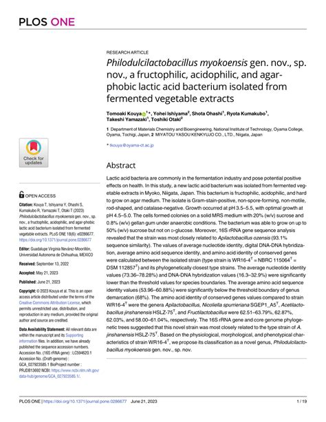 Pdf Philodulcilactobacillus Myokoensis Gen Nov Sp Nov A