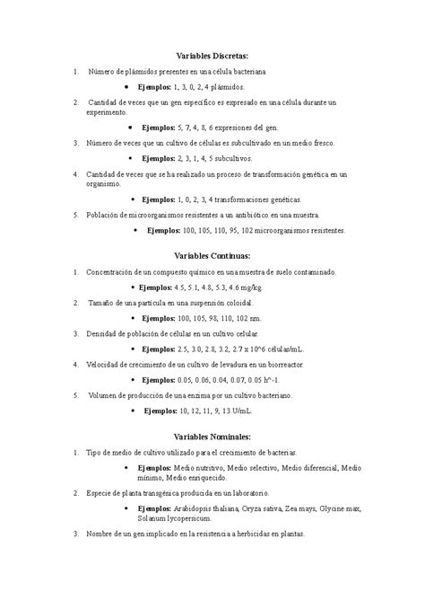 Estadistica Ejemplos De Variables Variables Discretas 1 Número De