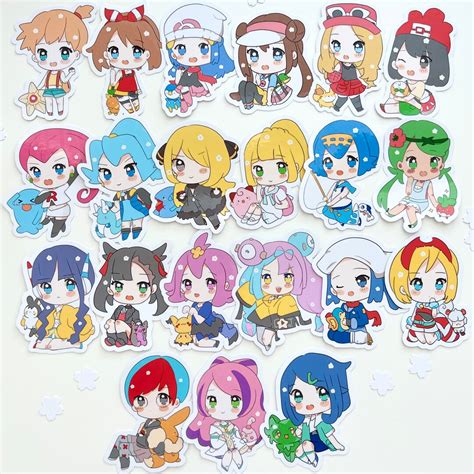 Chibi Poke Trainers And Gym Leaders Vinyl Sticker Etsy