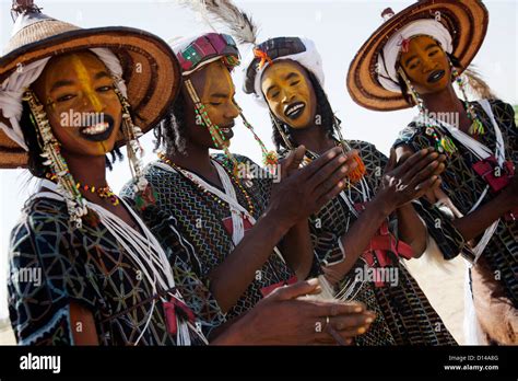 Young Wodaabe Men Are Dancing The Traditional Gerewol Dance At The