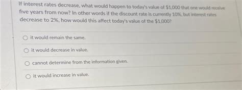 Solved If Interest Rates Decrease What Would Happen To