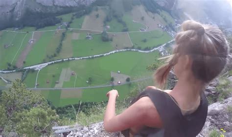 American Model Does Nude Base Jump In Switzerland