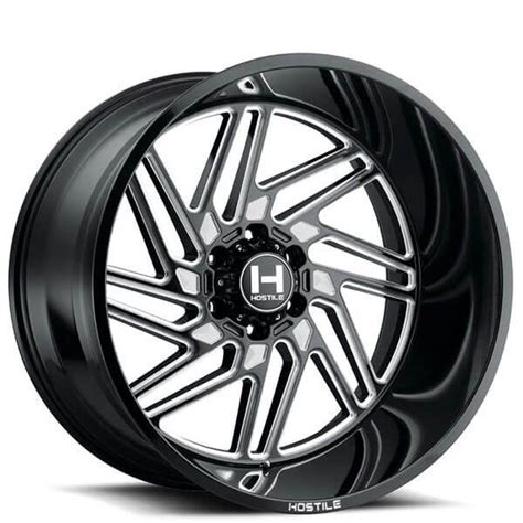 22x14 Hostile Wheels H116 Jigsaw Gloss Blackmilled Accents Off Road