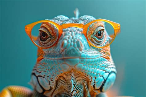 A Lizard Wearing Glasses Is Staring At The Camera Stock Image Image