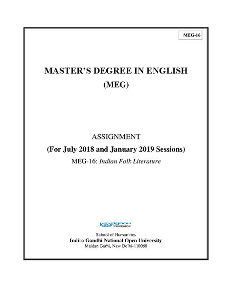 Assignment Meg 162018 19 Meg Masters Degree In English Meg