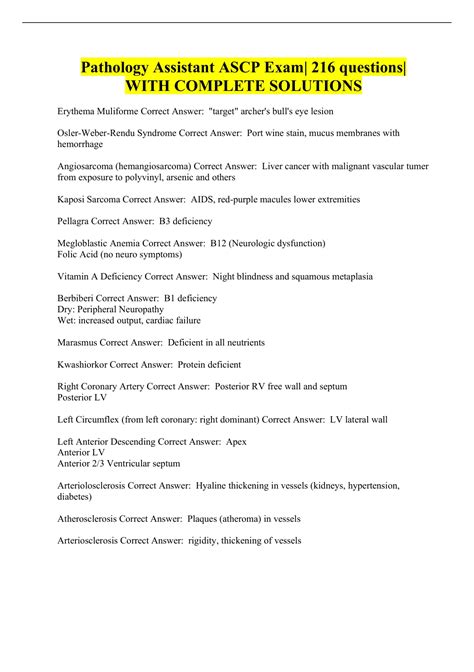 Pathology Assistant Ascp Exam 216 Questions With Complete Solutions