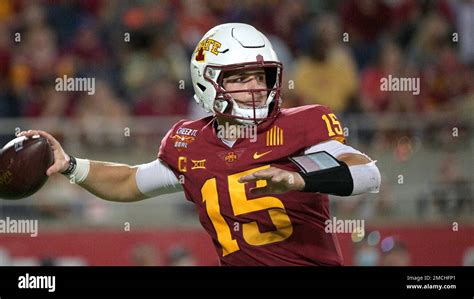 Iowa State Quarterback Brock Purdy 15 Throws A Pass During The First