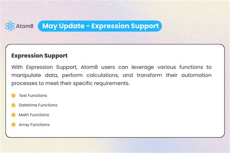 Atom8 May Product Update Expression Support