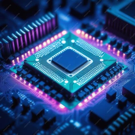 Premium Photo Integrated Microchip Circuit Board For Server Central Computer Processor