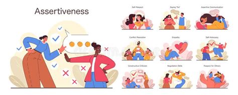 Assertiveness Set Flat Vector Illustration Stock Vector Illustration