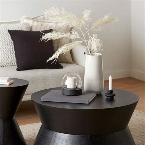 Bouclair Glass Candleholder With Mango Base Black Table Vases