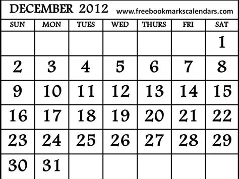 December 2012 Calendar