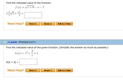 Solved Find The Indicated Value Of The Function F X