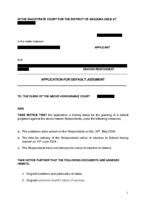 Default Judgment Pdf In The Magistrate Court For The District Of