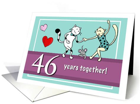 Happy 46th Wedding Anniversary Two Cats Dancing Card 1423060