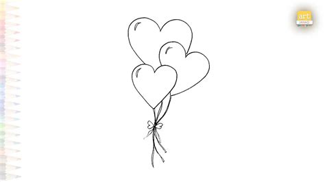Heart Balloon Drawing Easy Outline Sketches How To Draw Balloons