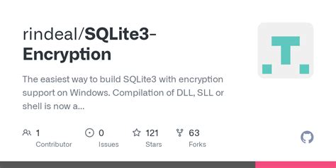 Github Rindeal Sqlite Encryption The Easiest Way To Build Sqlite With Encryption Support On