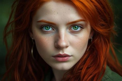 Premium Photo A Woman With Red Hair And Green Eyes