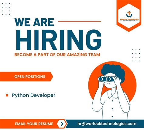 Pythonfreshers Pythonjobs Hiringpythondevelopers Pythoncareer Warlock Technologies Pvt