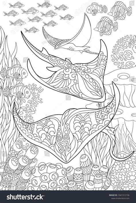 Coloring Page Adult Colouring Book Underwater Stock Vector Royalty
