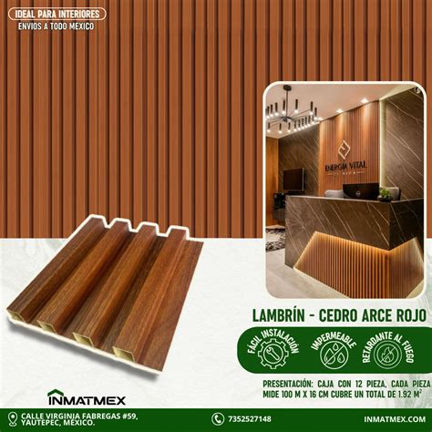 Lambrin Wpc Para Interior Cedro Rojo 100 Cm Mallas Y Tejidos México