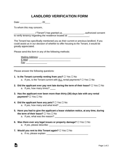 Free Mortgage Verification Form Pdf Eforms