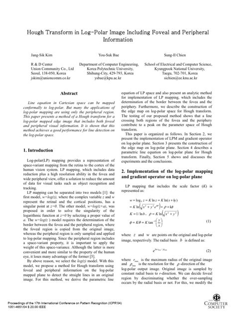 hough transform in log polar image including foveal and peripheral