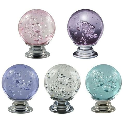 5pcs Crystal Cabinet Knobs Round Glass Bubbles Knobs Smooth Drawer