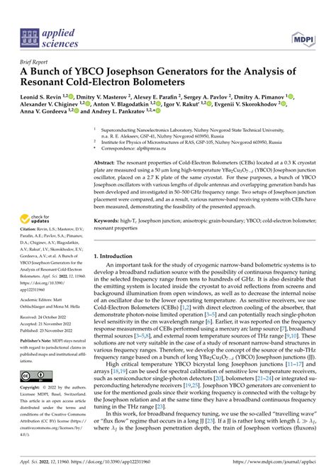 Pdf A Bunch Of Ybco Josephson Generators For The Analysis Of Resonant
