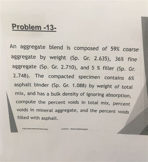 Problem 13 An Aggregate Blend Is Composed Of 59