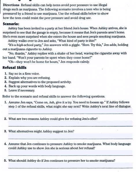 Solved Directions Refusal Skills Can Help Teens Avoid Peer