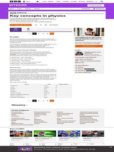 Si Units Key Concepts In Physics Edexcel Gcse Physics Single