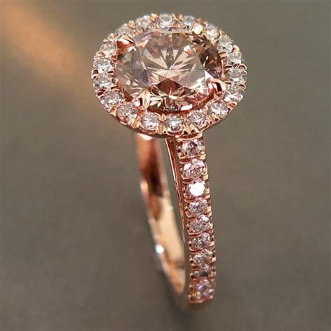 Delmira 1ct Bronze Diamond Halo Engagement Ring Unique Engagement