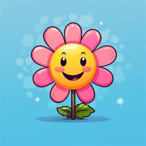 Ilustración De Dibujos Animados De La Flor Rosa Sonriente Imagen