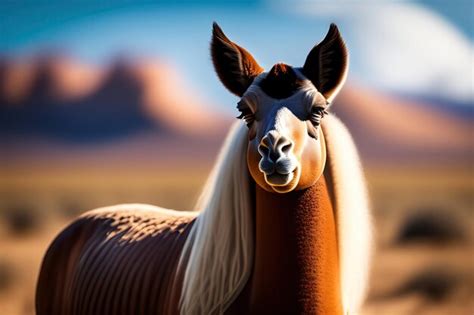 Premium Ai Image Lama Portrait With Blurred Background