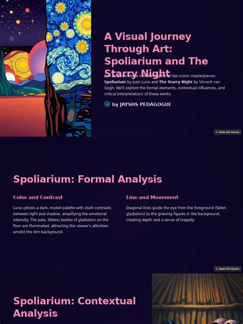 A Visual Journey Through Art Spoliarium And The Starry Night Pdf