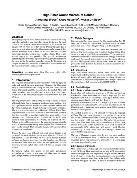 Pdf High Fiber Count Microduct Cables