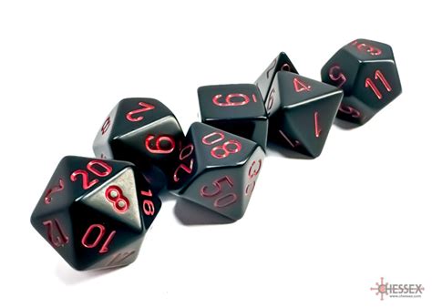 Opaque Blackred Polyhedral 7 Dice Set Behold Games