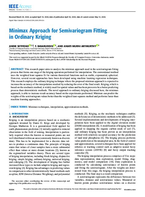 pdf minimax approach for semivariogram fitting in ordinary kriging