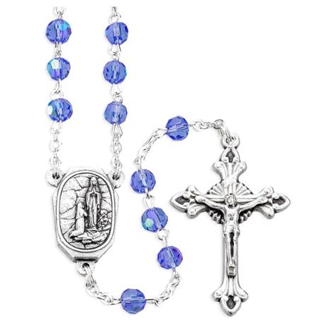 Blue Crystal Aurora Borealis Lourdes Water Rosary