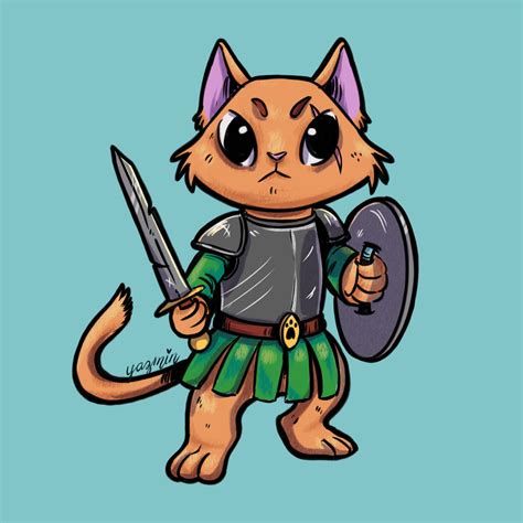Cute Kawaii Cat Knight With A Sword Sticker Artofit