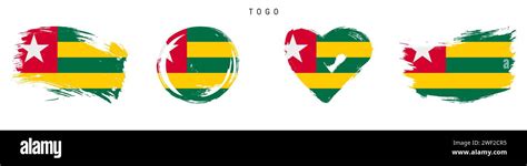 Togo Hand Drawn Grunge Style Flag Icon Set Togolese Republic Banner In