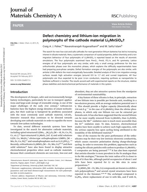 Pdf Defect Chemistry And Lithium Ion Migration In Polymorphs Of The