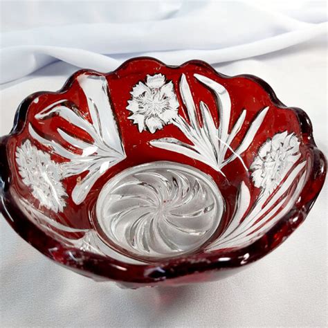 Elegant Ruby Flashed Glass Bowl Timeless Elegance