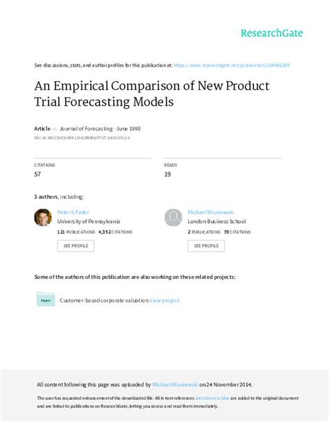 Pdf An Empirical Comparison Of New Product Trial Forecasting Models
