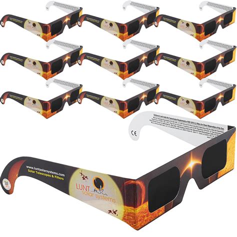 Buy Lunt Solar Systems10 Pack Premium Solar Eclipse Glasses Nasa Approved 2024 Iso And Ce